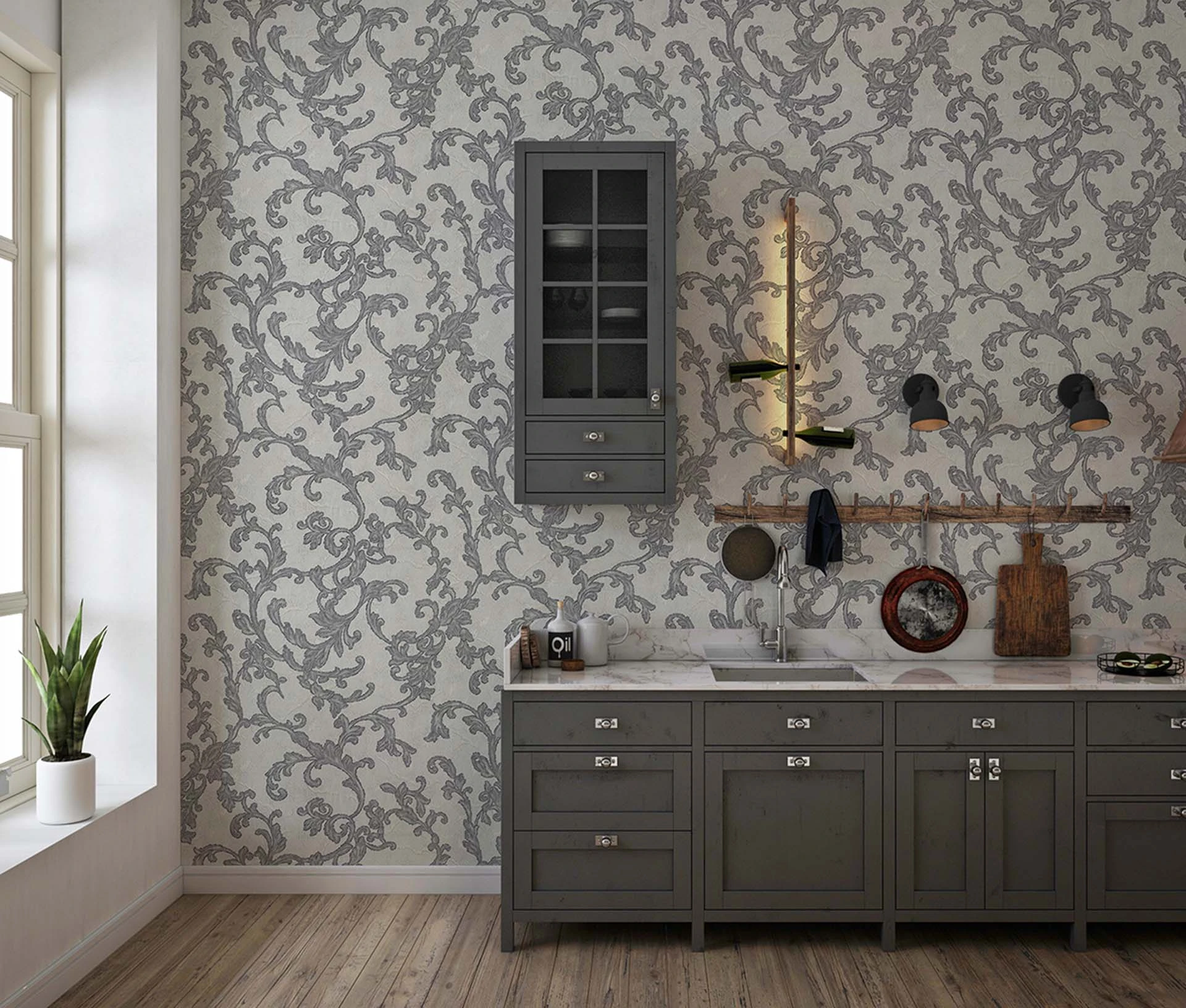 Silver wallpaper luxurious, sparkling decor ⭐ by MallDeco