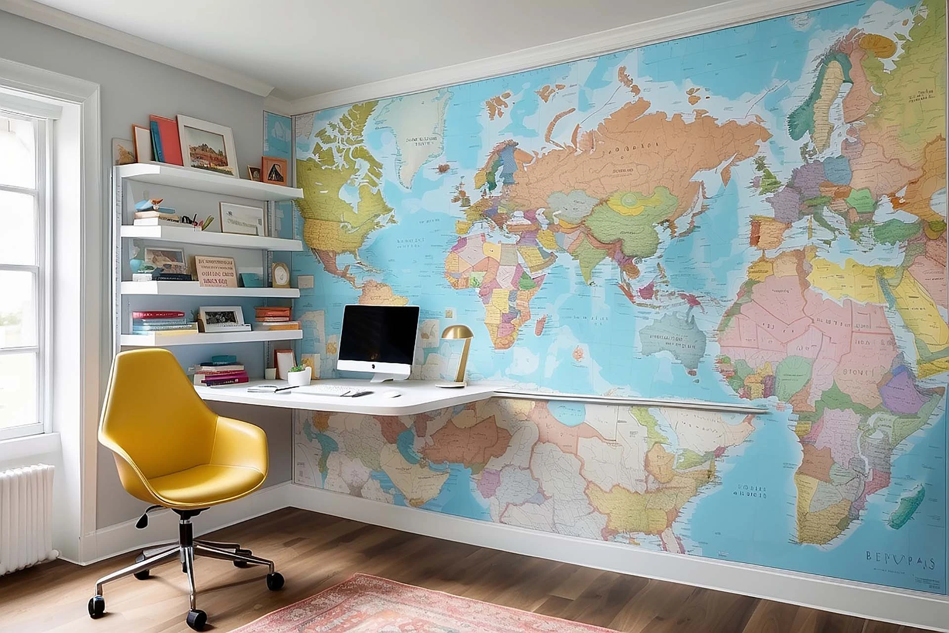World map wallpaper countries and capitals ⭐ by MallDeco