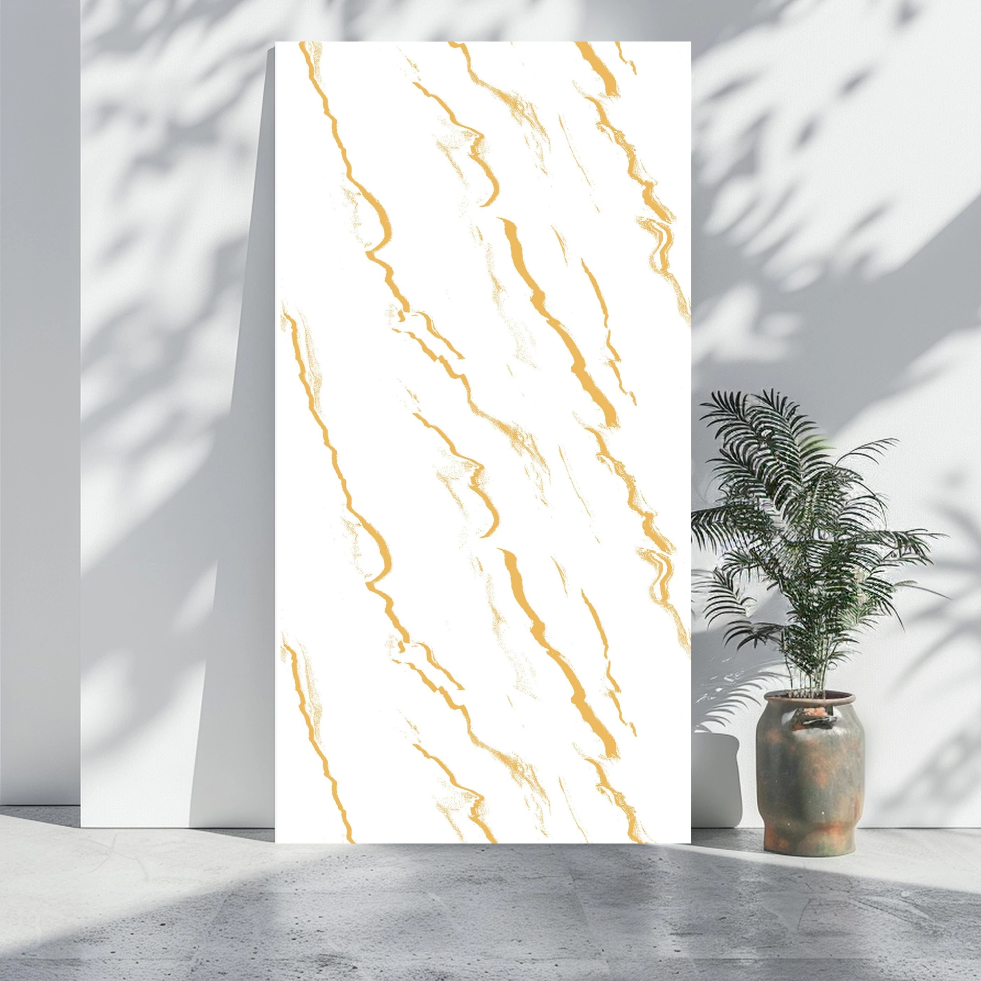 Panel decorativo de PVC, estilo mármol, blanco-oro